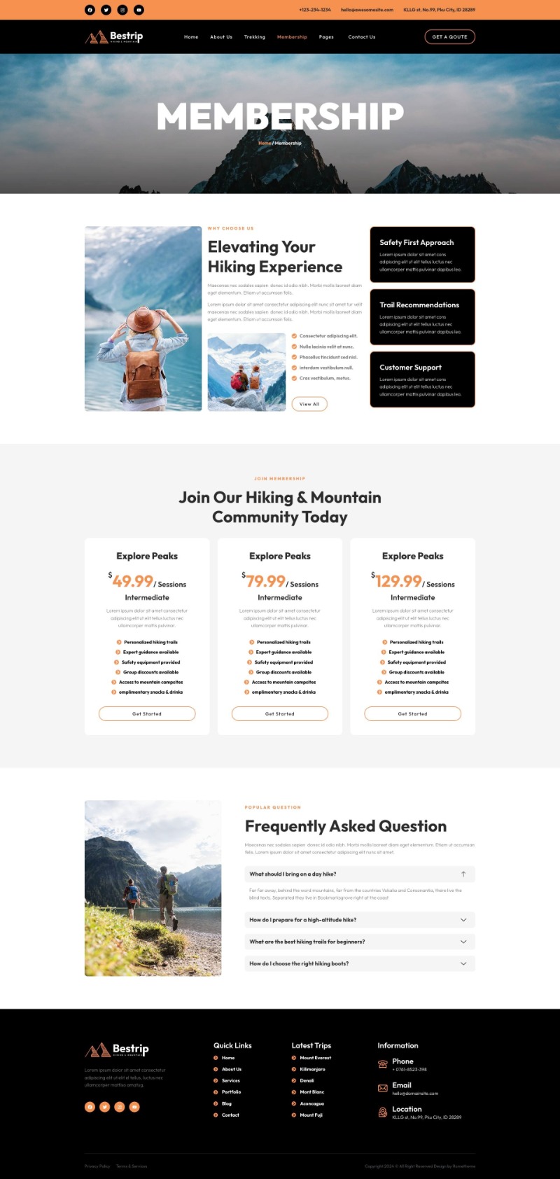 Bestrip - Hiking & Mountain Elementor Template Kit by Rometheme | ThemeForest